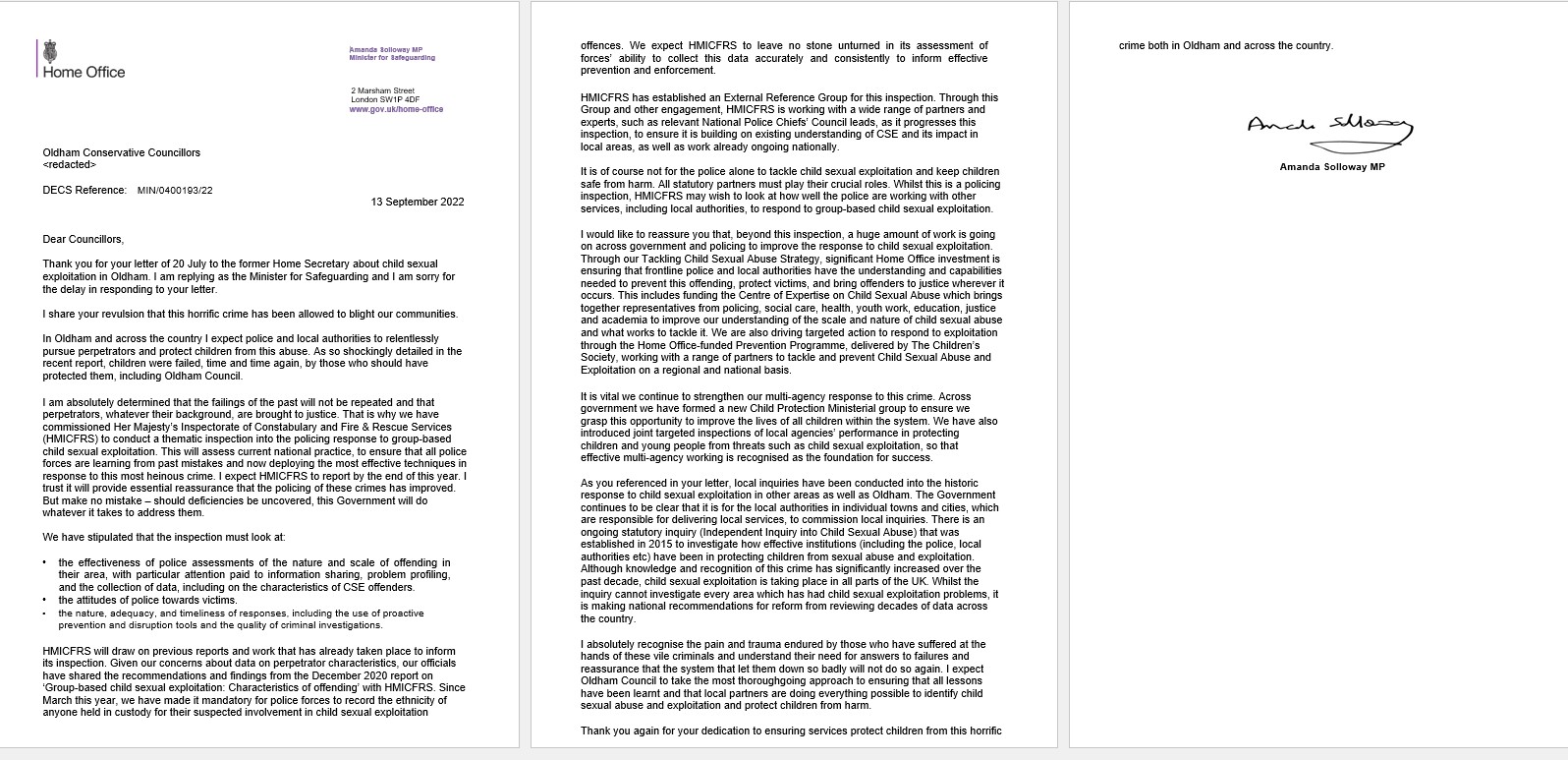 Home Office CSE letter Oldham Tories didn’t want public to see – Neil ...